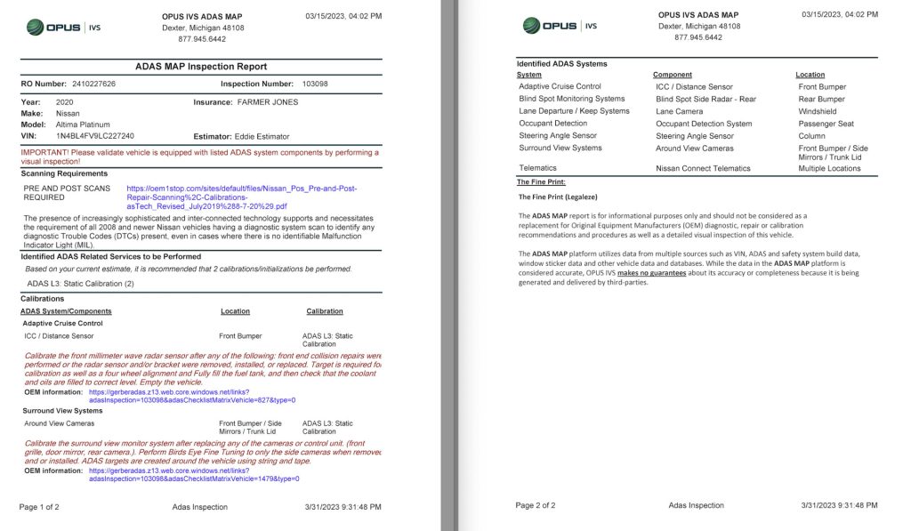 OPUS IVS - ADAS Map | ADAS Calibration Software